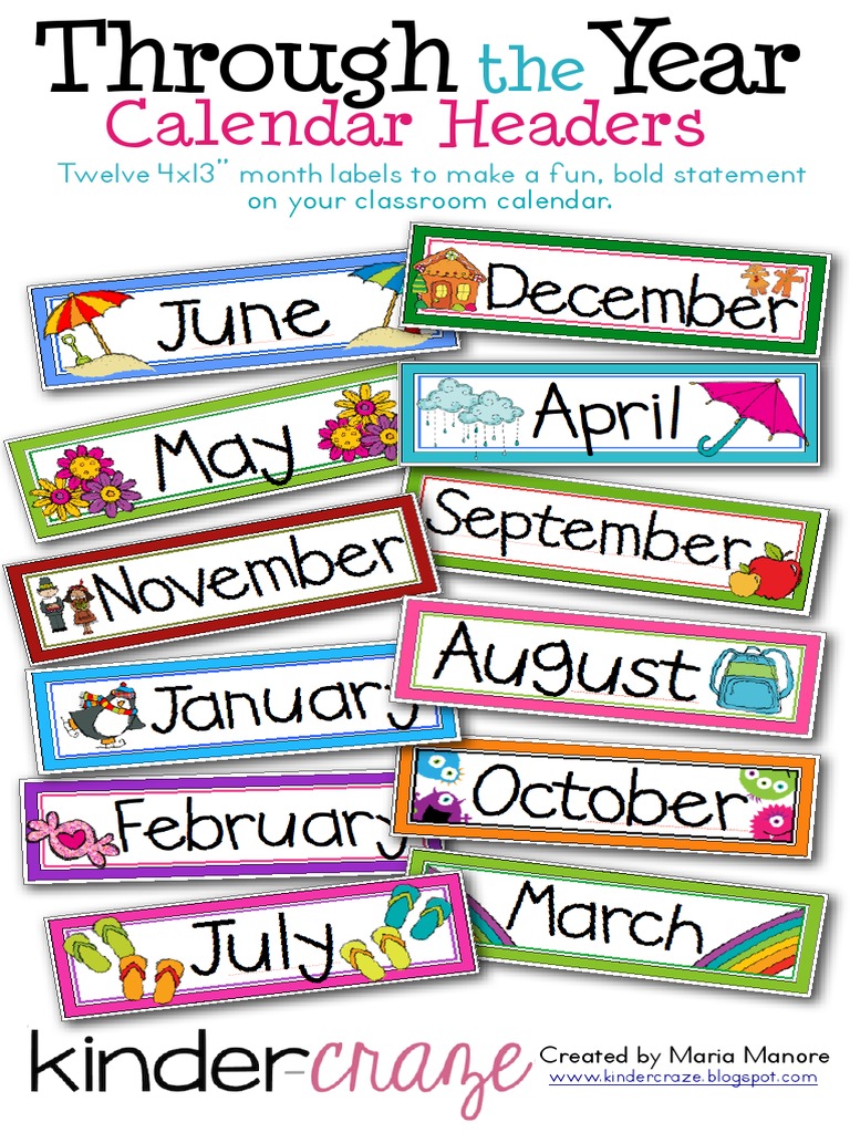 Classroom Calendar Month Labels | PDF