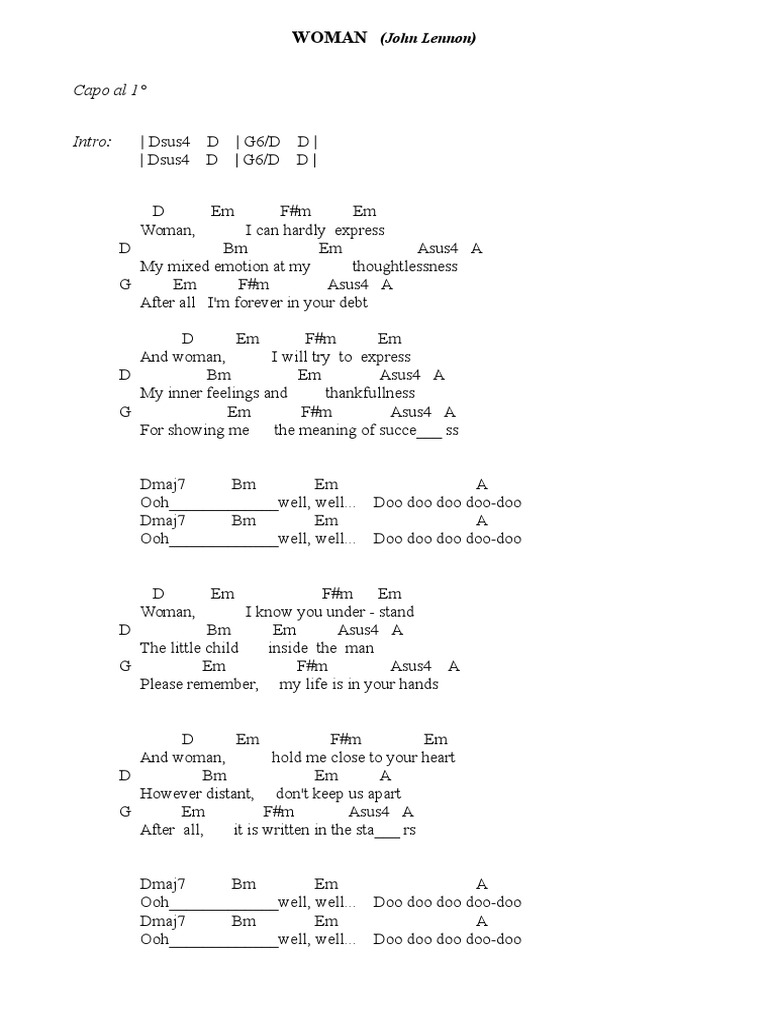 WOMAN John Lennon - Guitar Chords | PDF