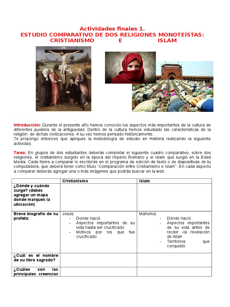 Actividades Finales 1 Cristianismo e Islam | PDF | Religión y ...