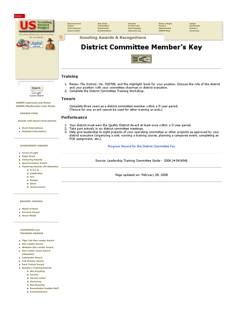 District Committee Key | PDF | Boy Scouts Of America | Scouting And Guiding