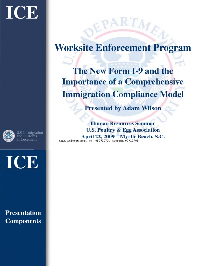 ICE PowerPoint Presentation - Worksite Enforcement Program (4/22/09 ...