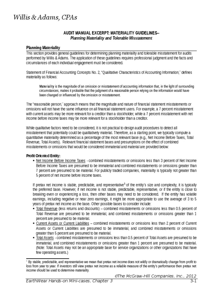 Materiality Guidelines | PDF | Audit | Business Economics