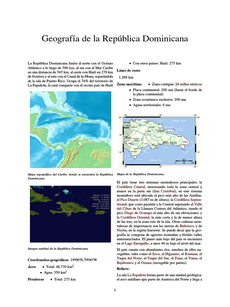 Geografía de La República Dominicana PDF | PDF | Geografía | Geografía ...