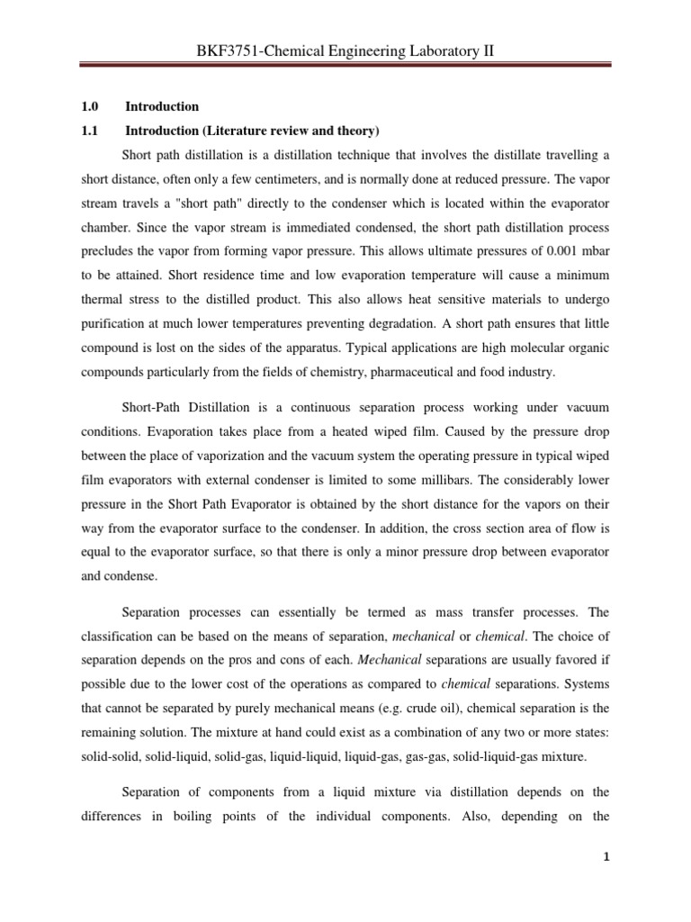 Short Path Distillation | PDF | Distillation | Liquids