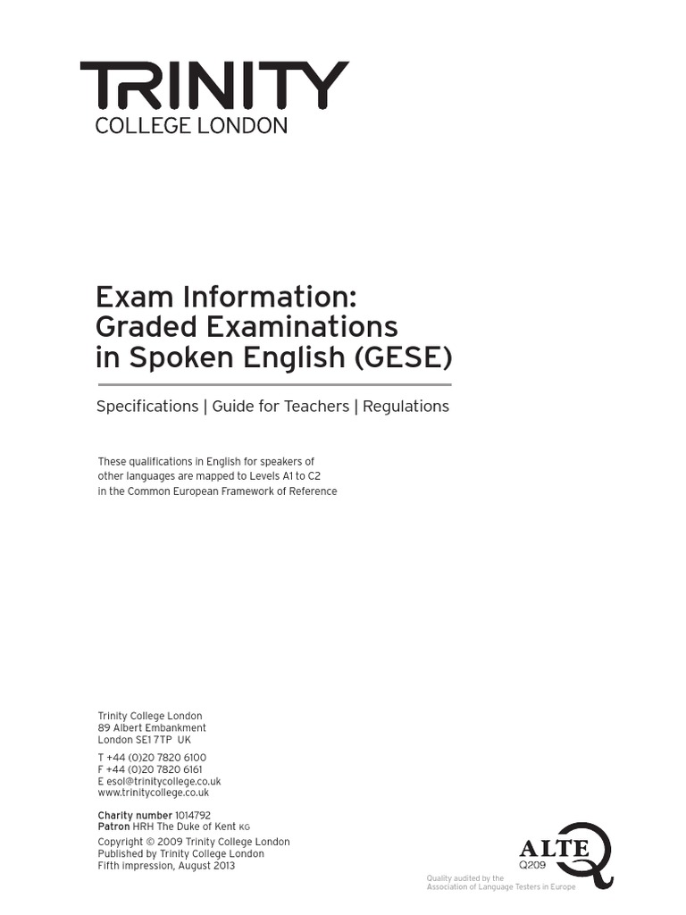 TRINITY Gese Exam Syllabus | Question | Test (Assessment)
