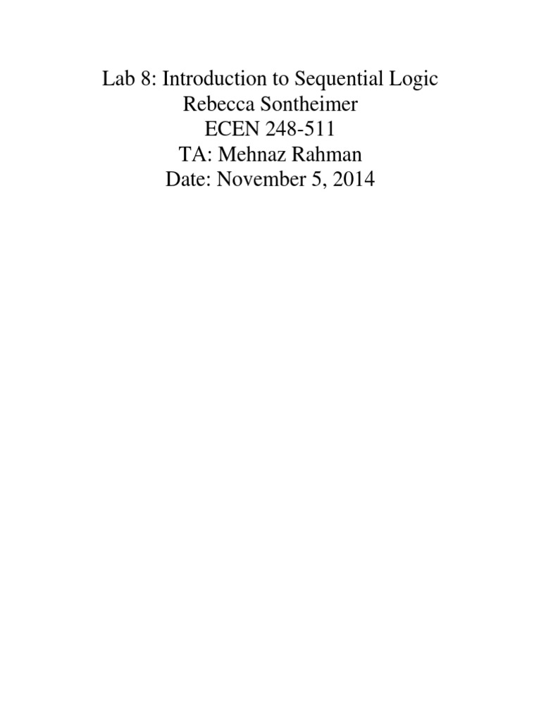 ECEN 248 Lab 8 Report | PDF | Digital Technology | Computer Engineering