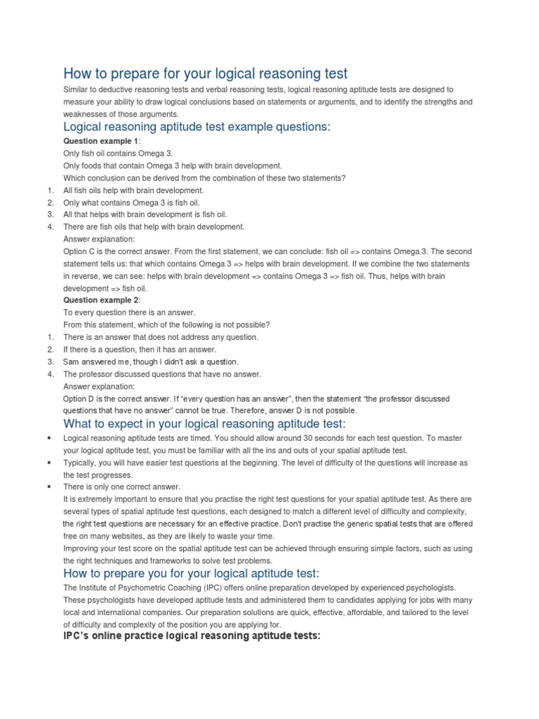 LOGICAL REASONING TEST tips2.docx | Test (Assessment) | Argument