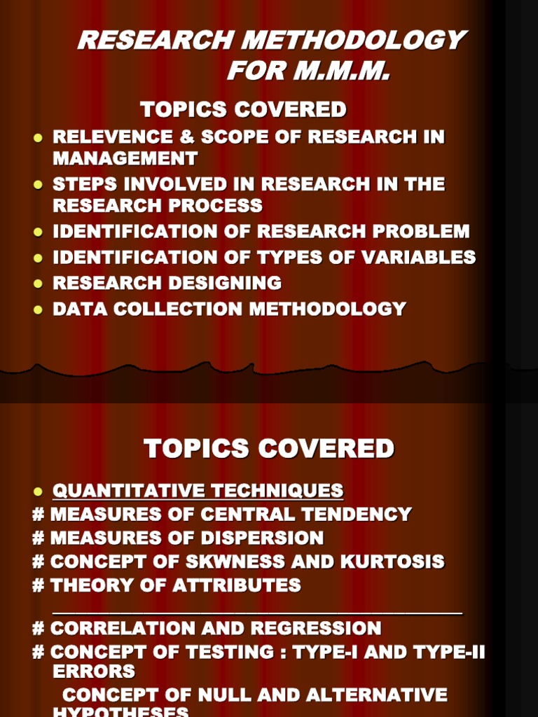 MMM Notes | PDF | Research Design | Sampling (Statistics)