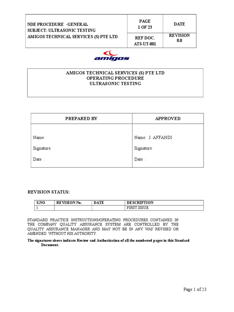Ut Procedure General | PDF | Welding | Construction