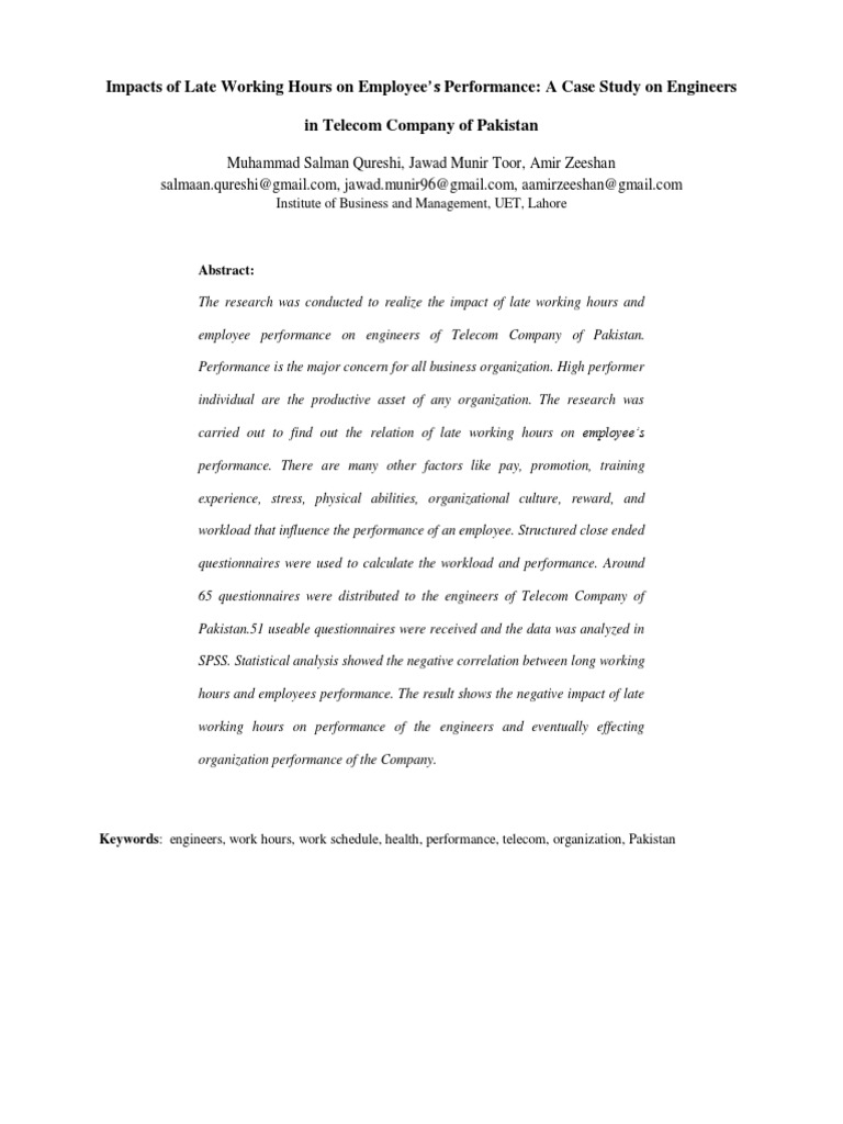 Effect of Late Sitting On Employee Performance-1 PDF | PDF | Business ...