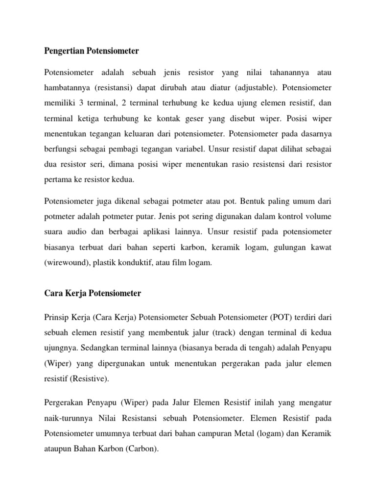 Pengertian Potensiometer | PDF