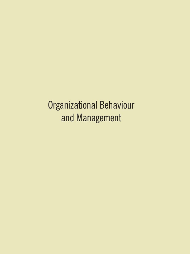 Organizational Behavior and Management | PDF | Attitude (Psychology ...