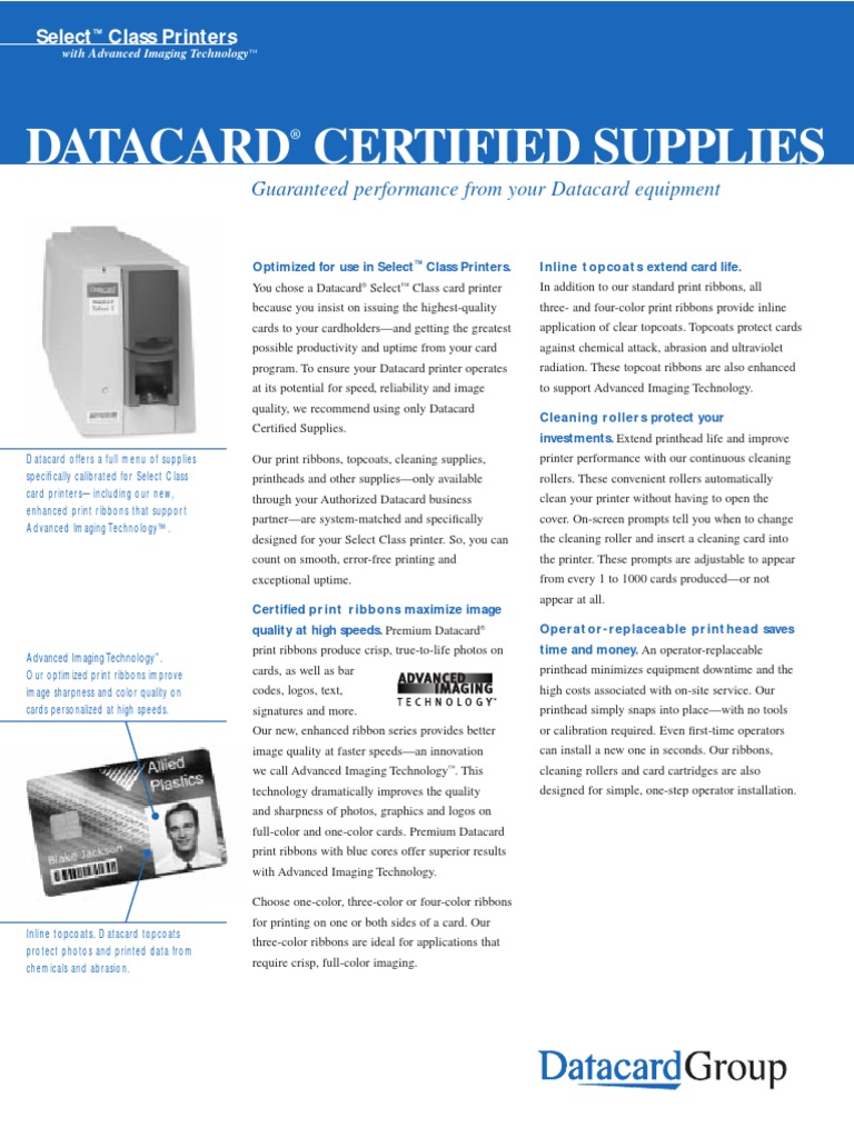 Datacard Select | PDF | Printer (Computing) | Implied Warranty