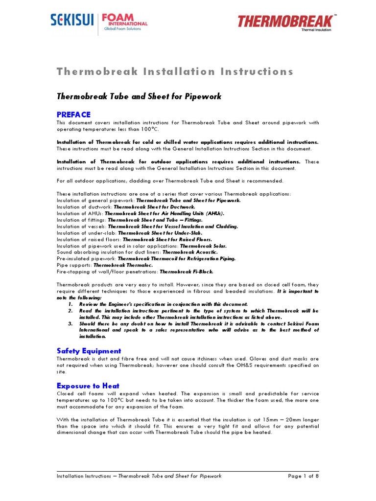 Thermobreak Tube Installation Instructions | PDF | Pipe (Fluid ...