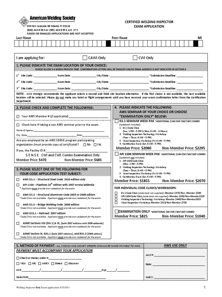 CWI Exam Application | Nondestructive Testing | Test (Assessment)