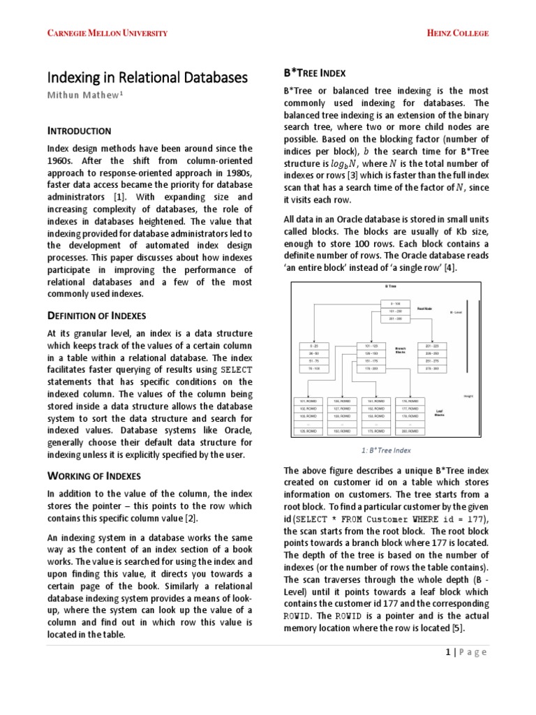 Indexing in Relational Databases | PDF | Database Index | Relational ...