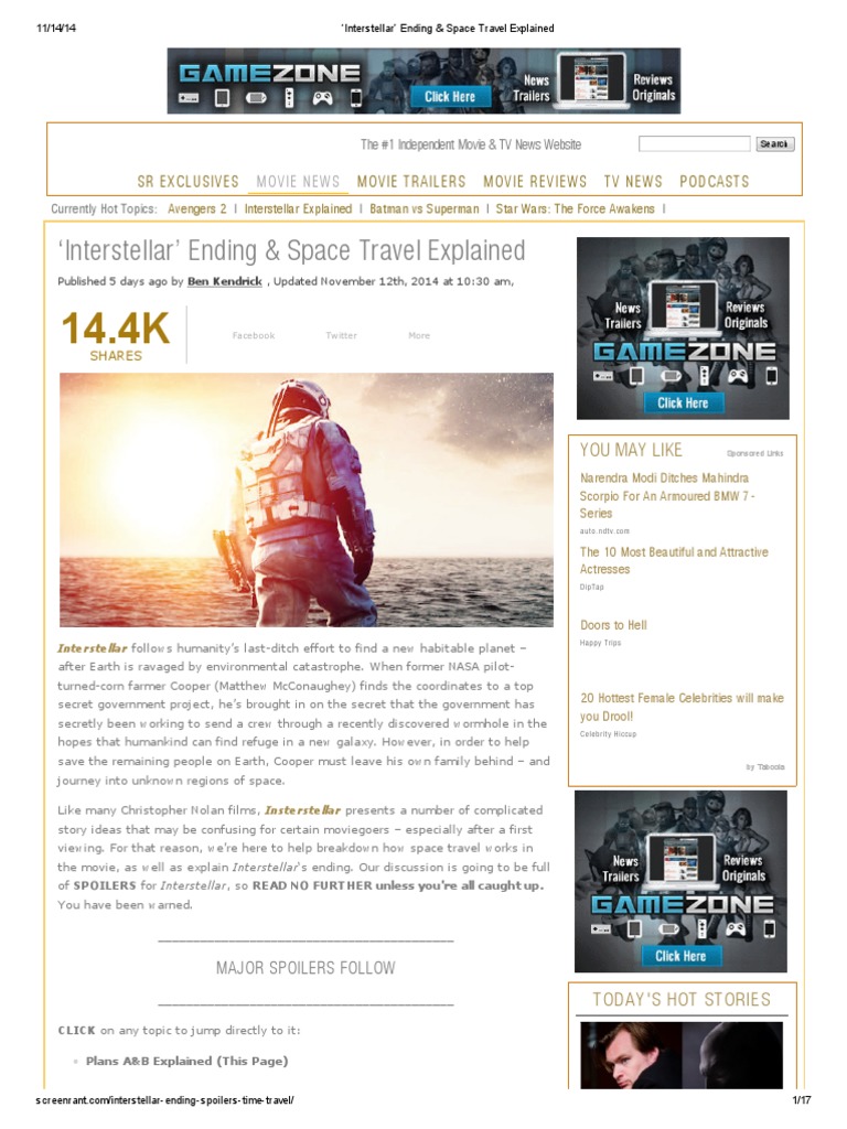 Interstellar' Ending & Space Travel Explained | PDF | Interstellar Travel | Black Hole