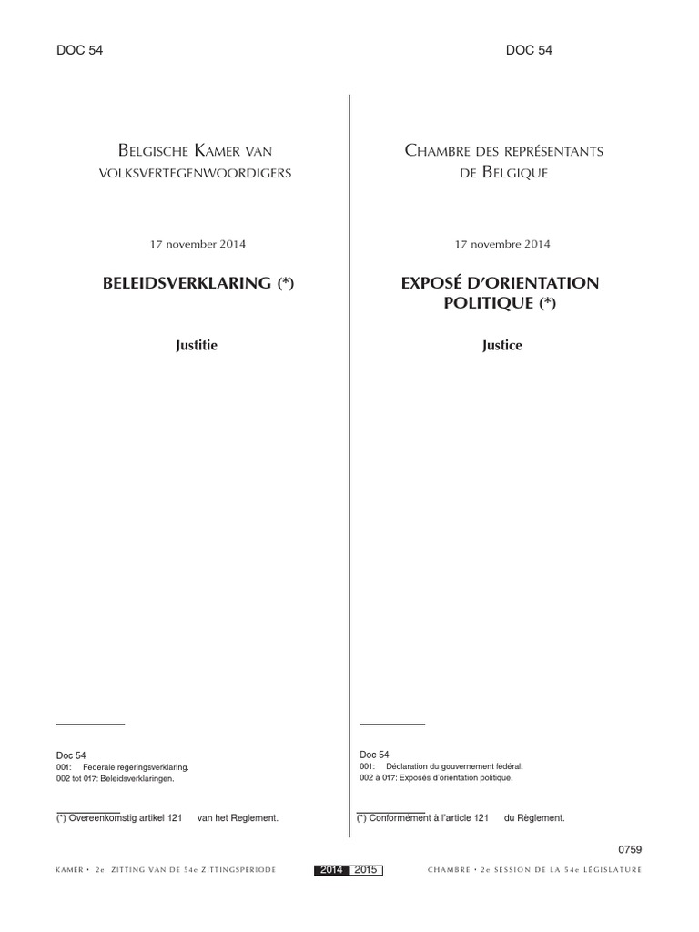 Beleidsverklaring Koen Geens | PDF | Belgique | Partis politiques
