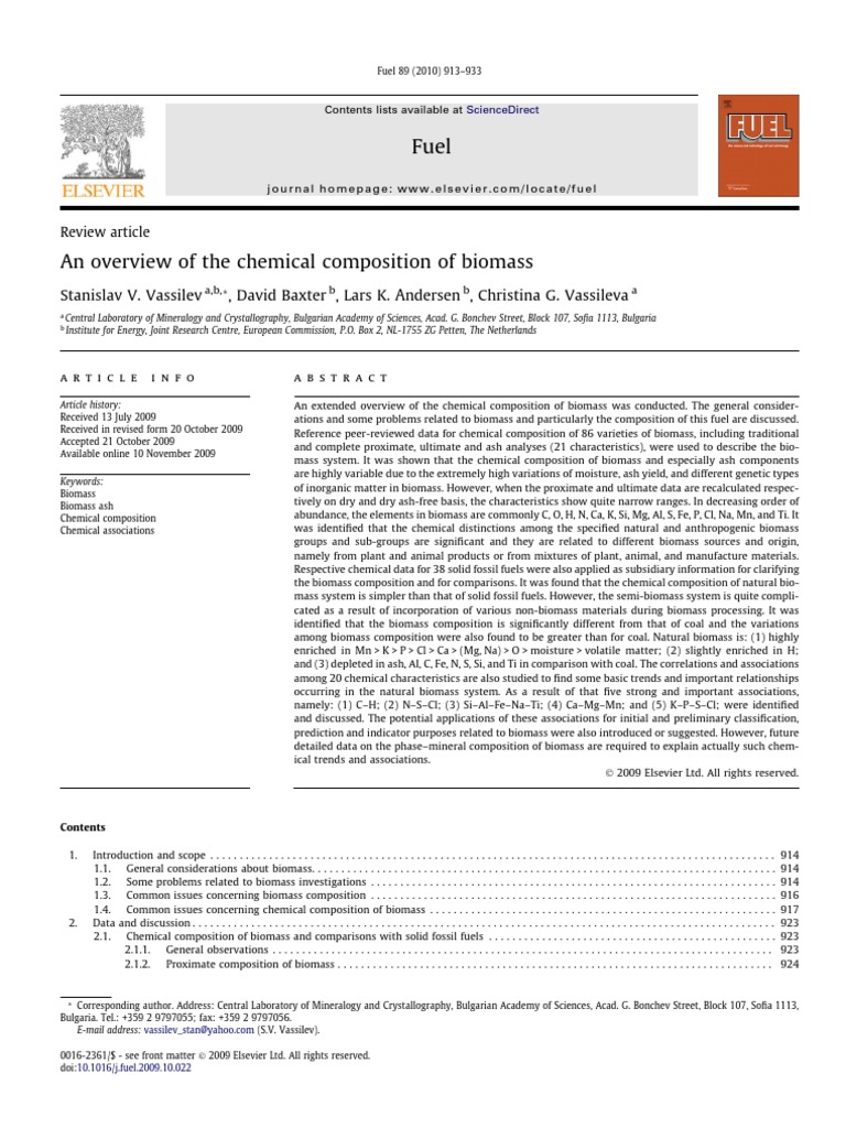 Chemical Composition of Biomass Overview | PDF | Biomass | Biofuel