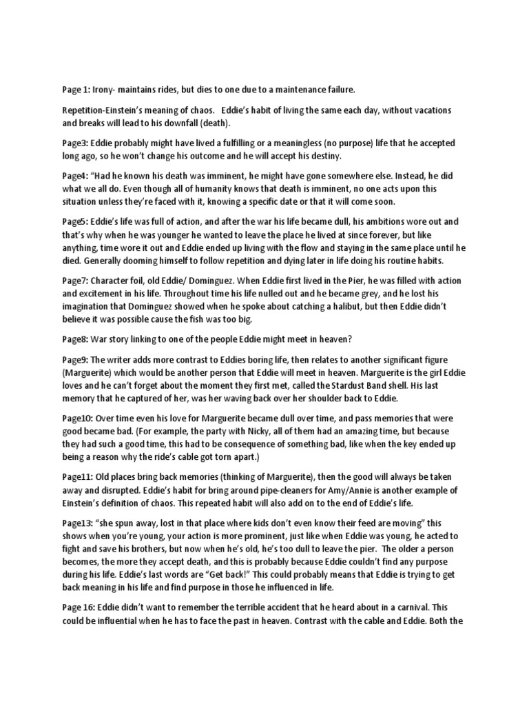 5 people you meet in heaven notes | Veil | Anger