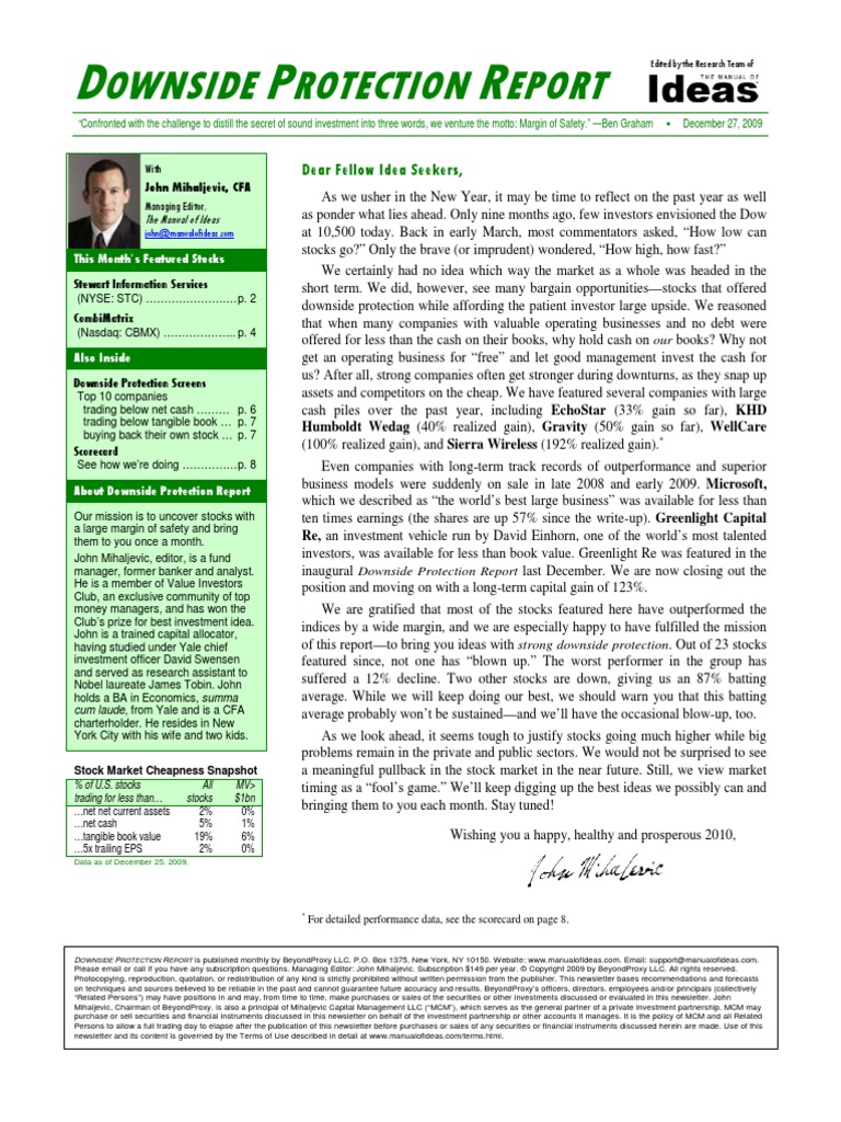 Downside Protection Report - 2009 Recap and Scorecard | PDF | Value ...