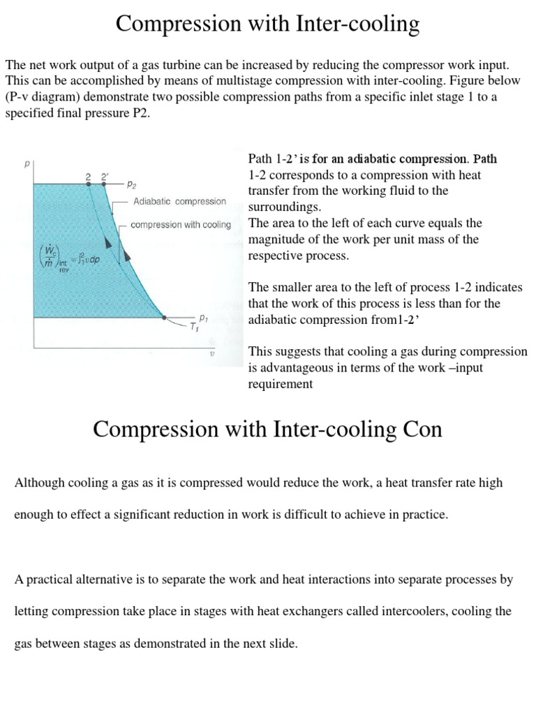 Compression With Intercooling | PDF | Gas Compressor | Heat