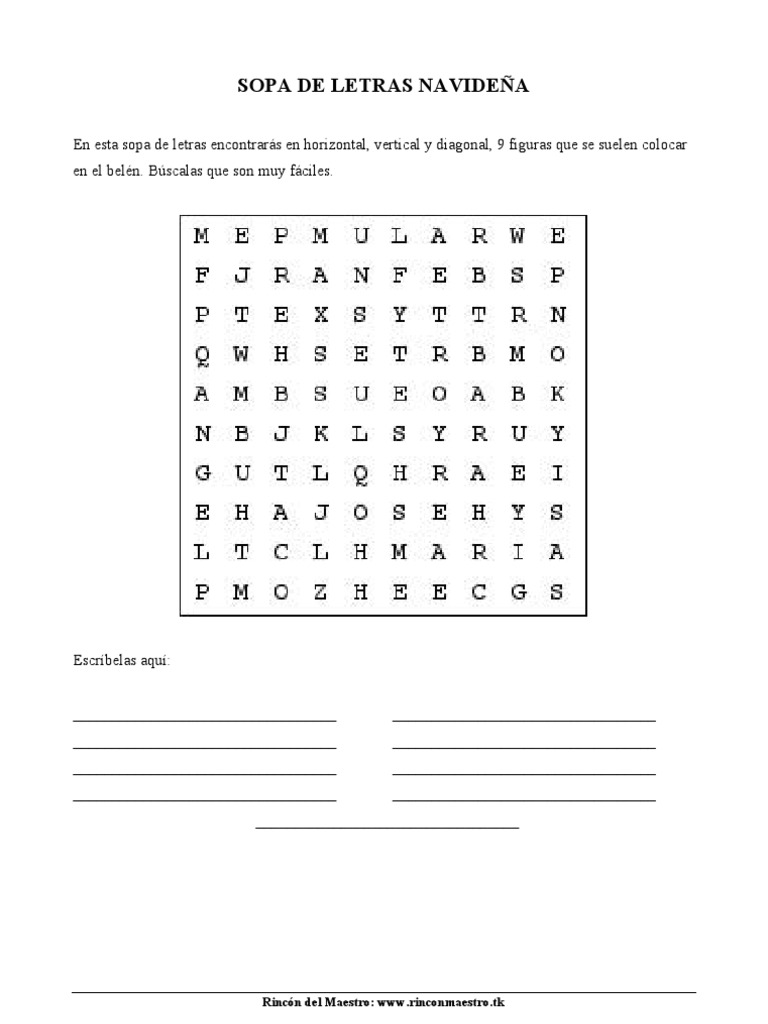 Sopa de Letras Navideña Fácil | PDF