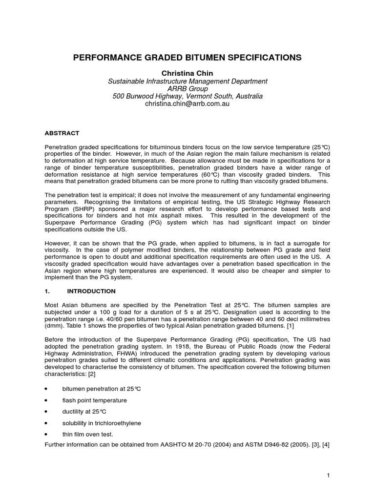 (9-25) Performance Graded Bitumen Specifications | PDF | Asphalt ...