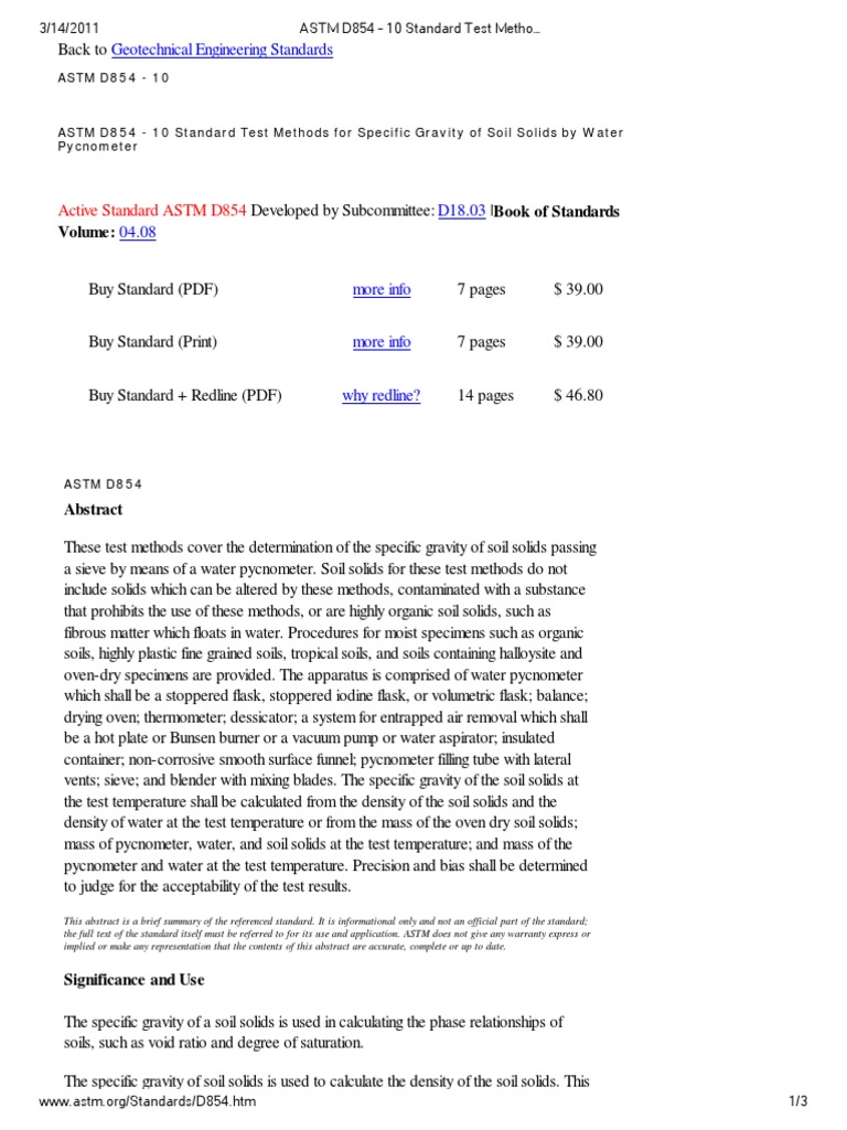 WIKI ASTM D854 10 Standard Test Methods For Specific Gravity of Soil ...