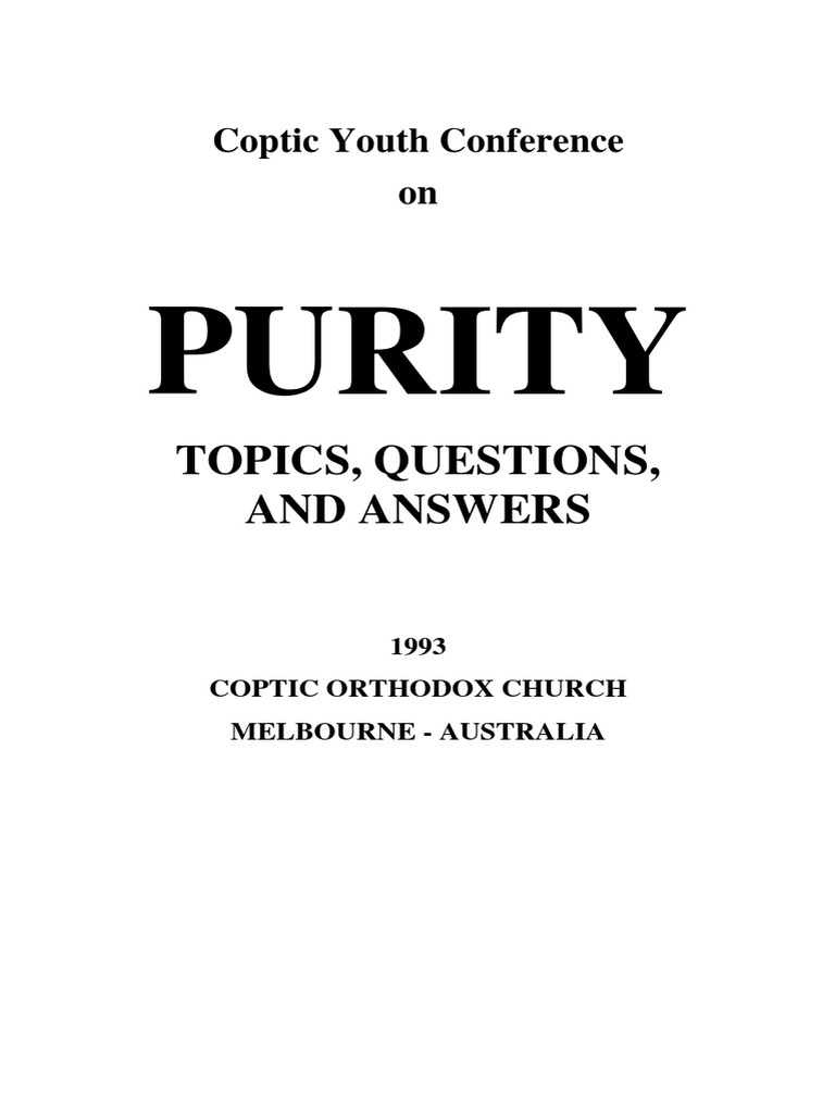 Purity - Father Tadros Yacoub Malaty | PDF | Repentance | Sanctification