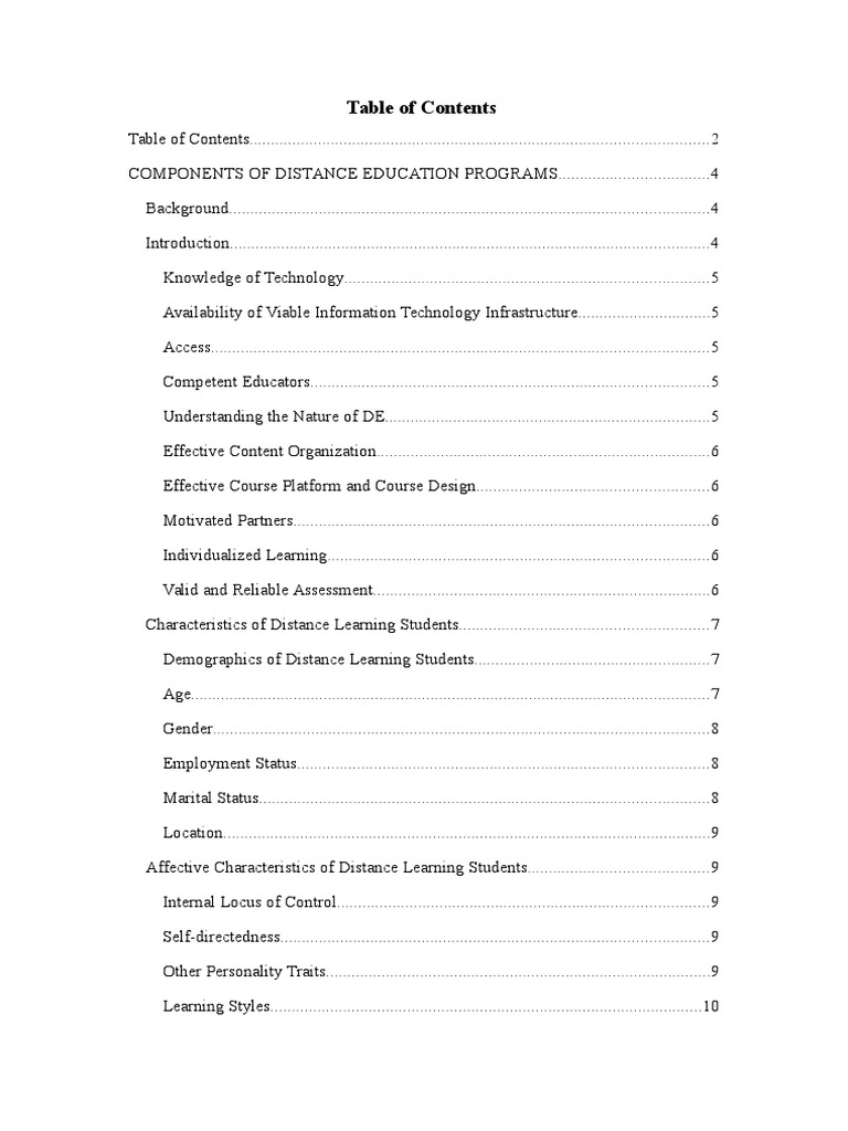 Components Of Distance Education Programs Pdf Distance Education