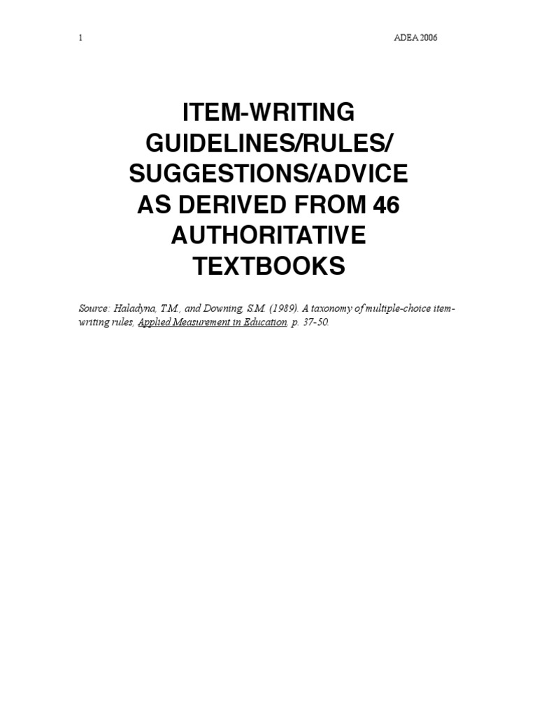 Item Writing Guidelines | PDF | Multiple Choice | Test (Assessment)