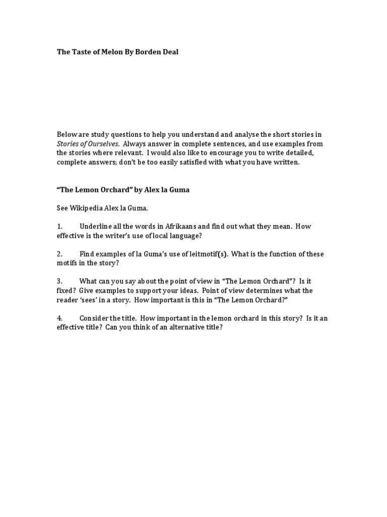 The Taste of Melon by Borden Deal | PDF