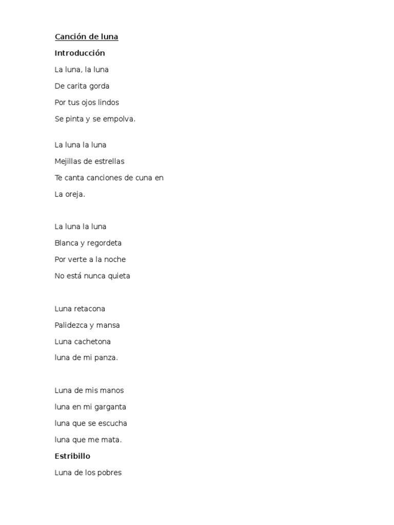 Letra de la Canción de la Luna | PDF