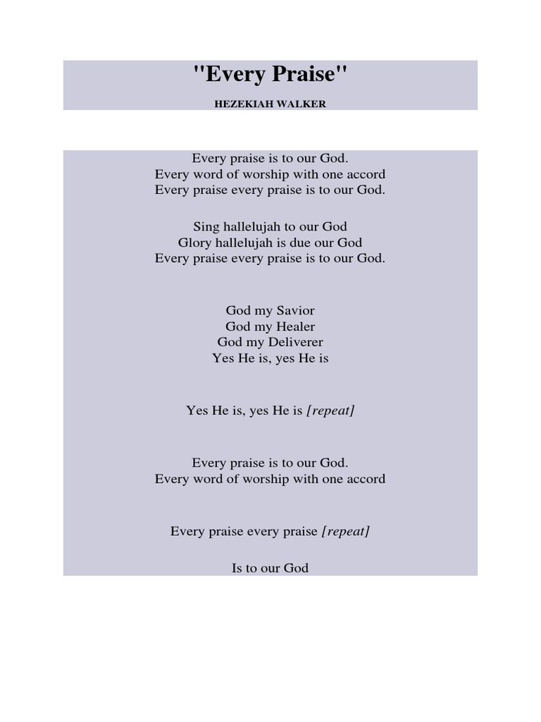 Every Praise Hézékiah Walker | PDF | Religious Behaviour And Experience ...