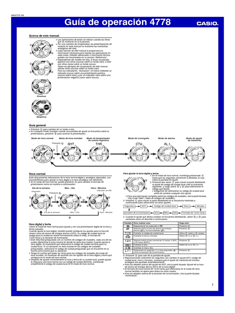Manual G Shock | PDF | Horario de verano | Reloj
