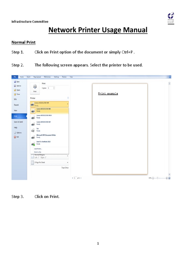 Network Printer Usage Manual | PDF | Login | Password