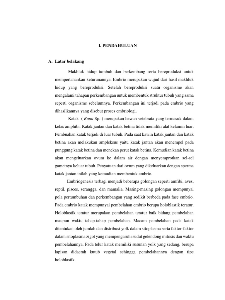 Perkembangan Embrio Katak Rana Sp. | PDF | Sains & Matematika