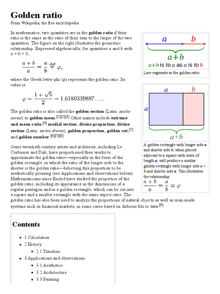 Golden Ratio - Wikipedia, The Free Encyclopedia | PDF | Triangle | Geometry