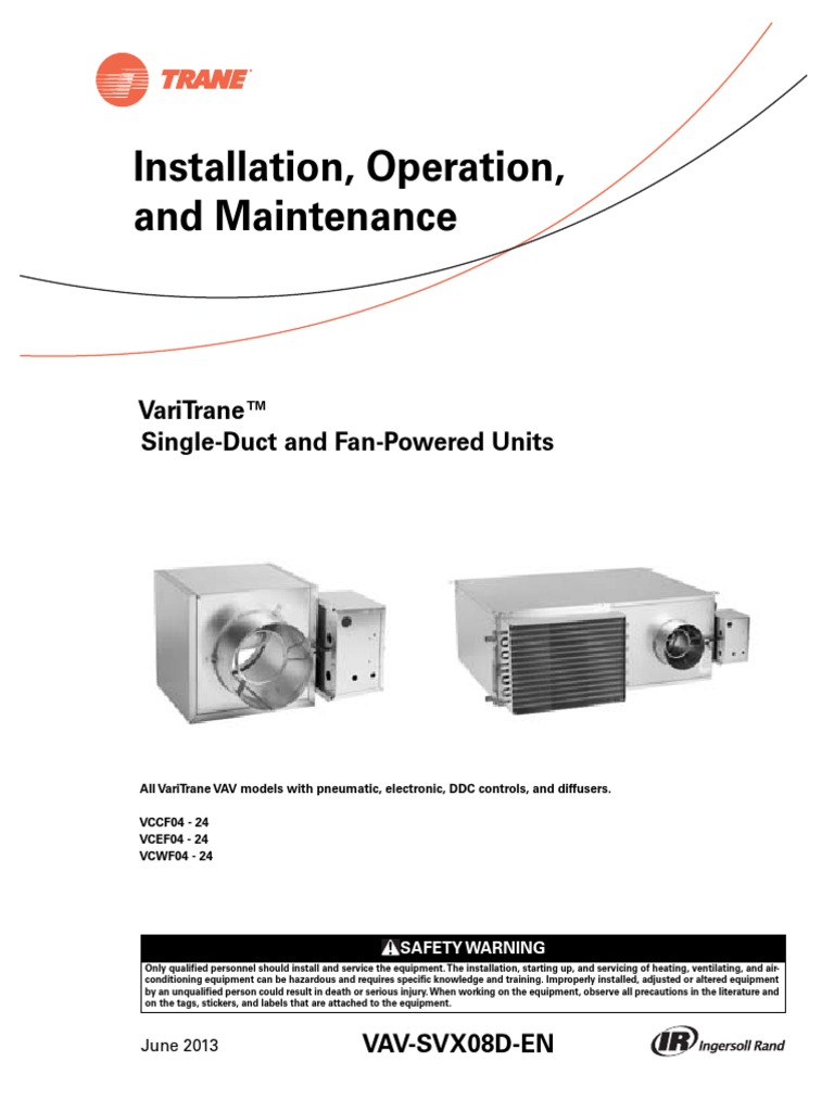 Trane VAV Equipment Specifications | Duct (Flow) | Mechanical Fan