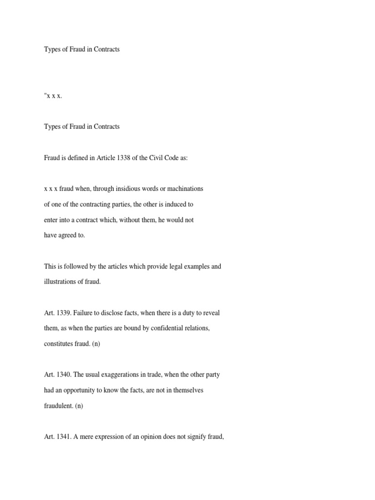 Types of Fraud in Contracts | Misrepresentation | Fraud