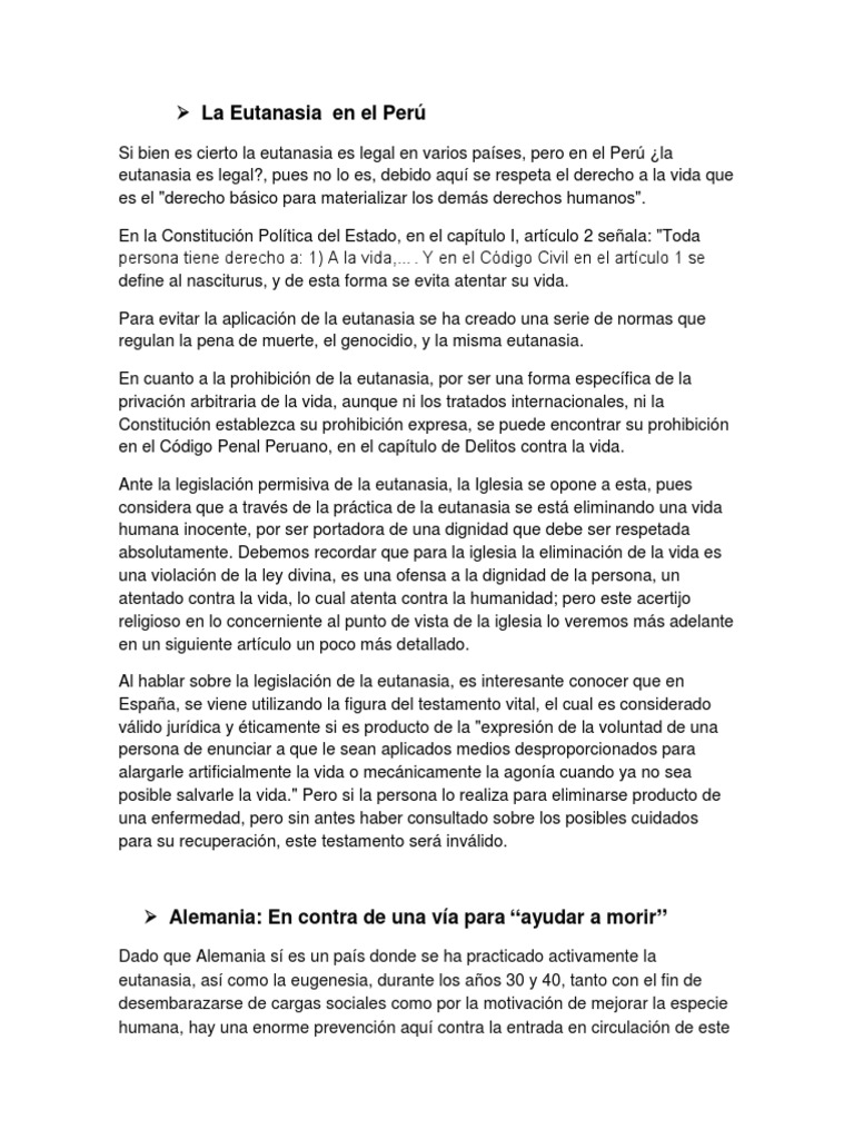 La Eutanasia en El Perú | PDF | Instituciones sociales | Ciencias sociales