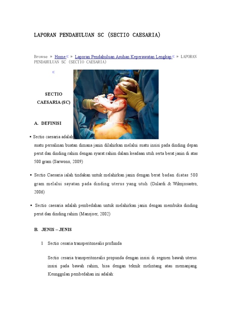 Jenis dan Teknik Sectio Caesaria | PDF | Kesehatan Holistik | Sains ...