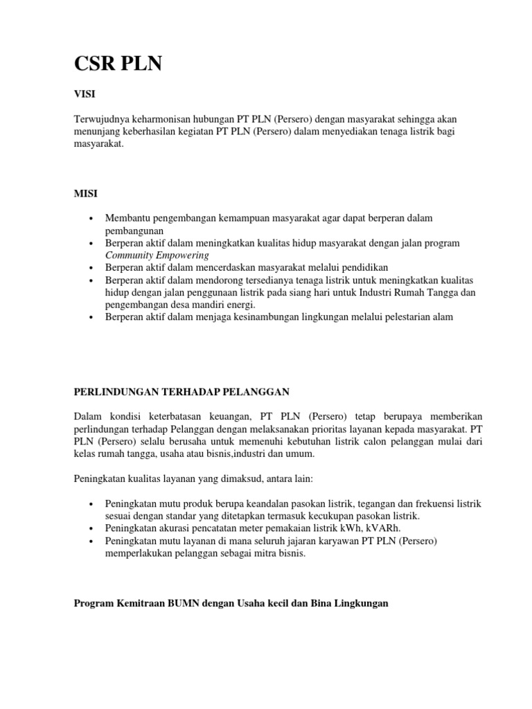 Contoh Proposal CSR PLN dan Pemberdayaan | PDF | Bisnis | Pengelolaan ...