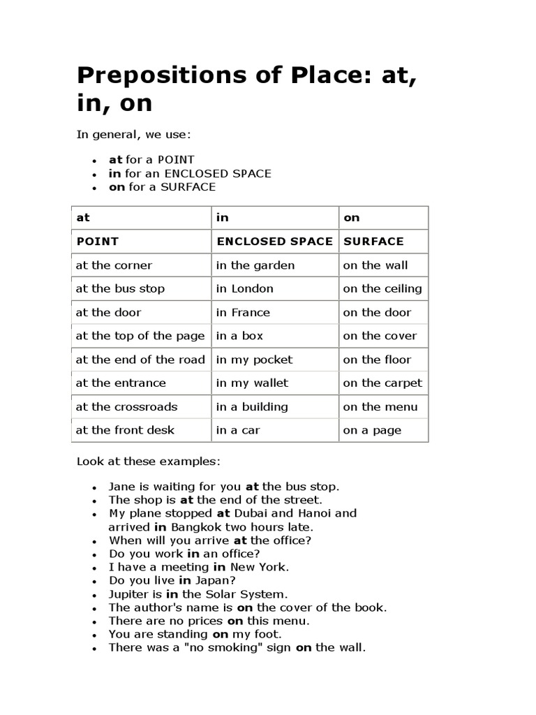 Prepositions of Place | PDF | Easter