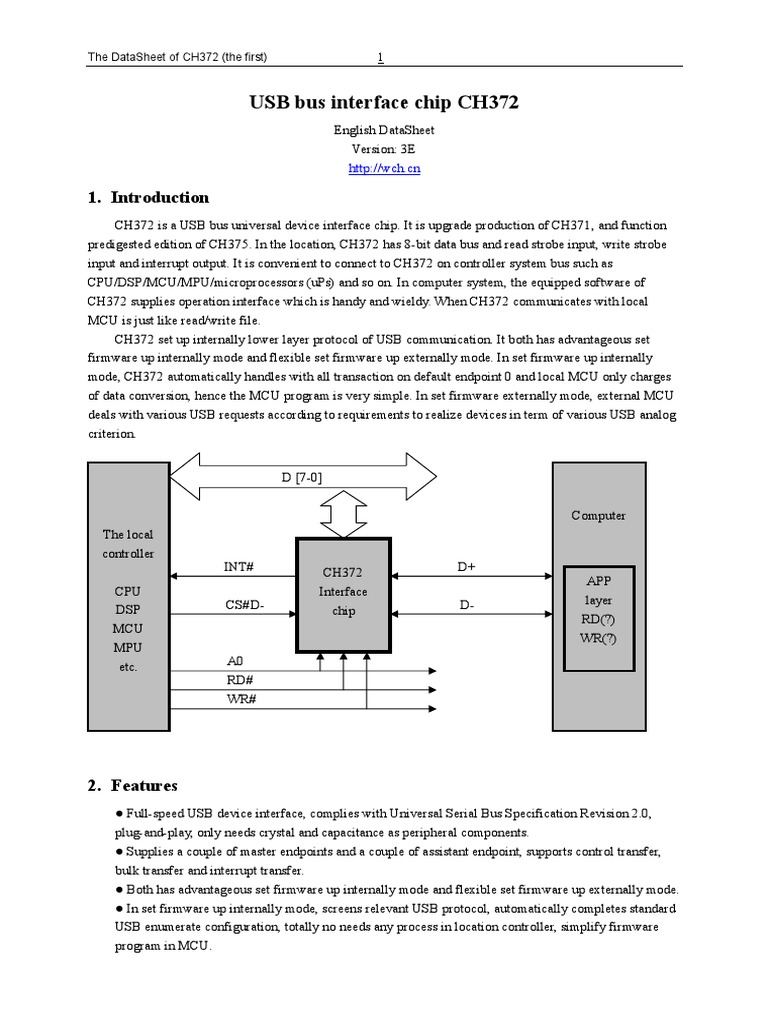 CH372DS1 | PDF | Usb | Microcontroller