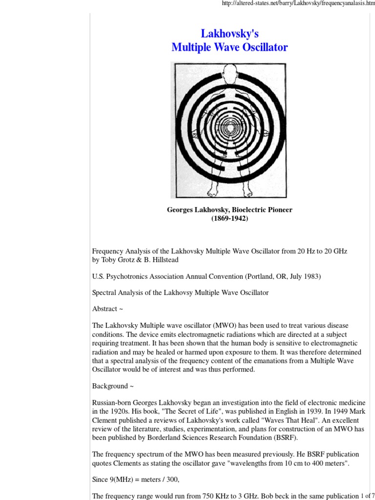 Lakhovsky, Frequency Analysis | PDF | Inductor | Antenna (Radio)