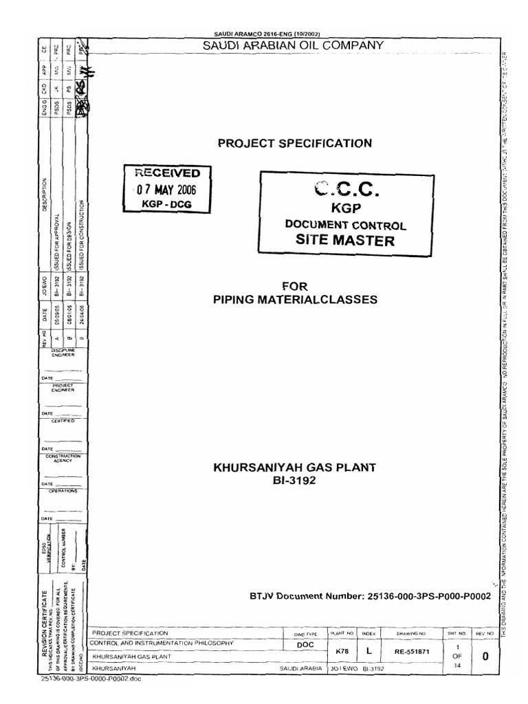 Project Specfication For Piping Class PDF | PDF | Pipe (Fluid ...