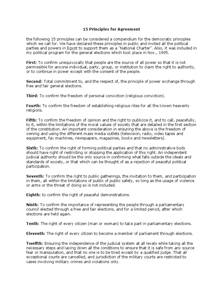 15 Principles of Democracy in Egypt | PDF