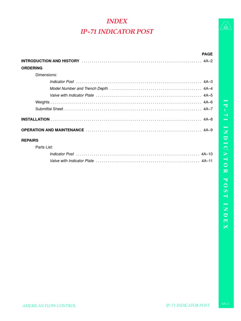 IP-71 Adjustable Indicator Post | PDF | Screw | Valve